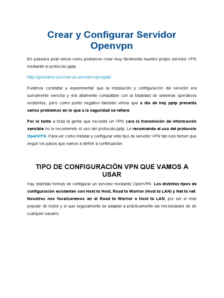 Configura tu Servidor OpenVPN | PDF | Red privada virtual | Transport ...