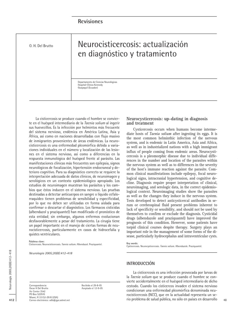 Neurocisticercosis Actualización en Diagnostico y Tratamiento PDF | PDF ...
