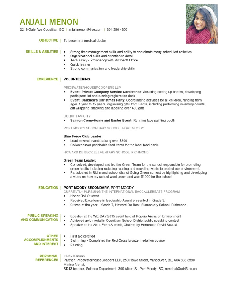 Anjali Menon Resume | Download Free PDF | Cognition | Schools