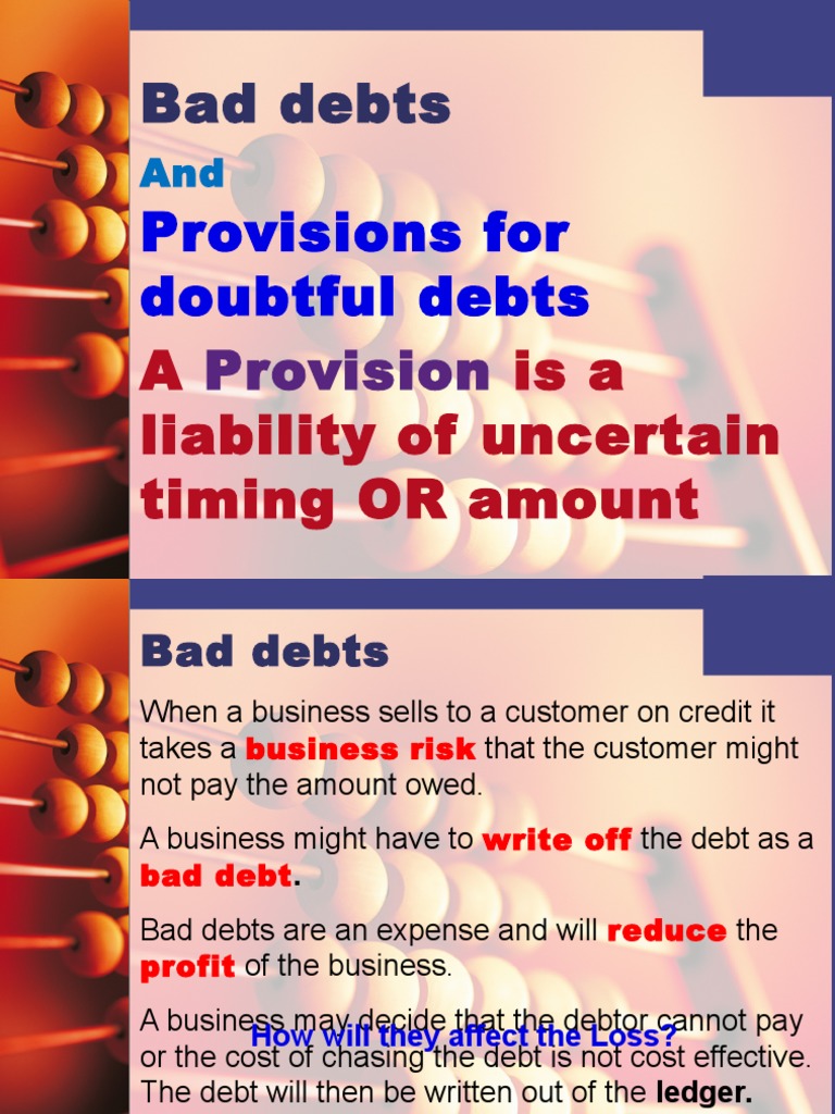 Bad Debts and Provision For Doubtful Debt | PDF | Bad Debt | Debits And ...