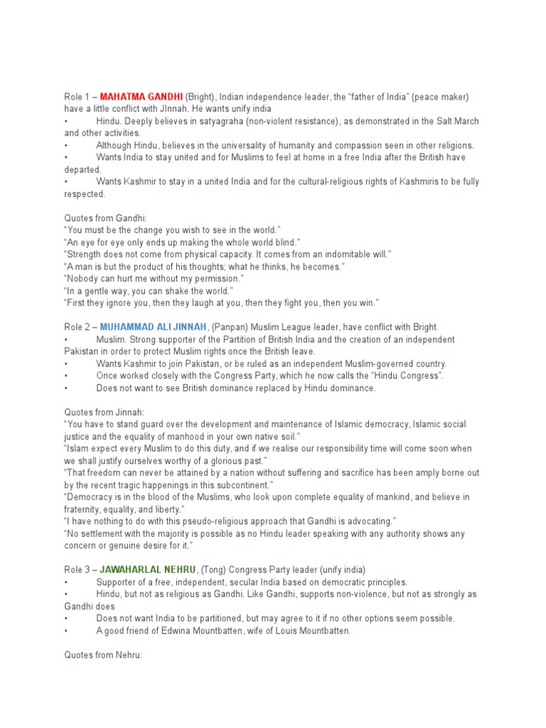 Mahatma Gandhi: Muhammad Ali Jinnah | PDF