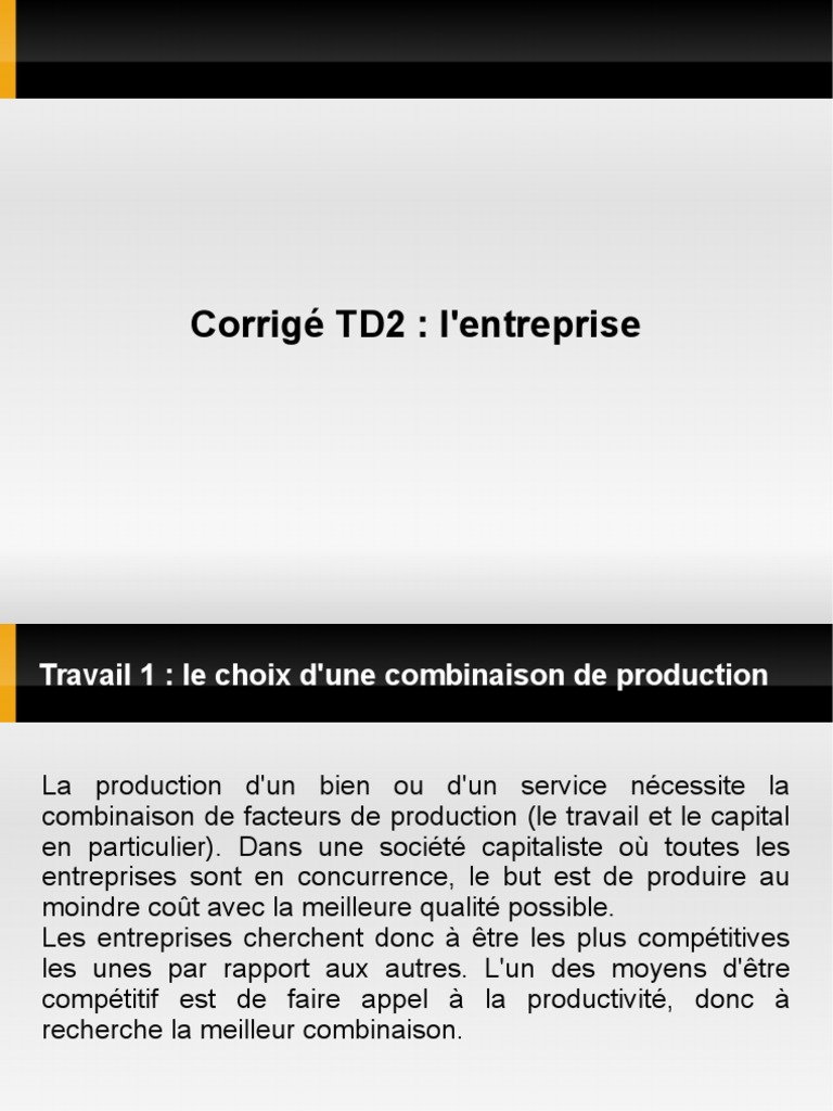 Corrigé TD2 Entreprise | PDF | Délocalisation | Valeur ajoutée