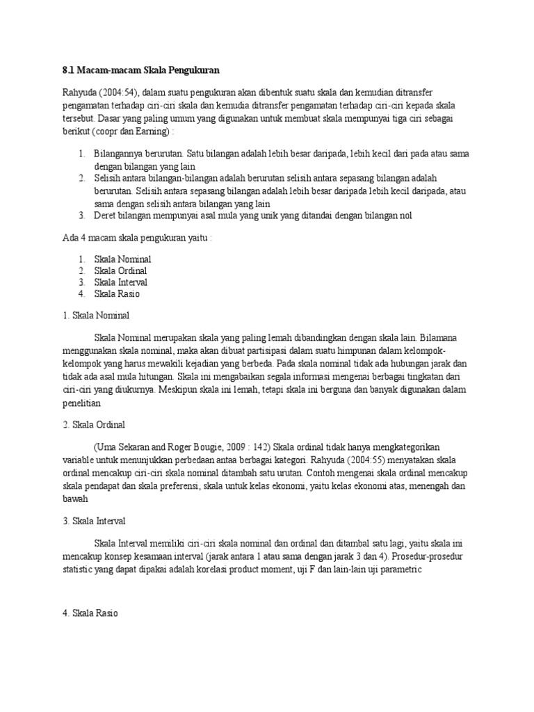 8.1 Macam-Macam Skala Pengukuran | PDF