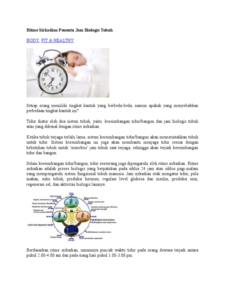 Ritme Sirkadian Penentu Jam Biologis Tubuh | PDF