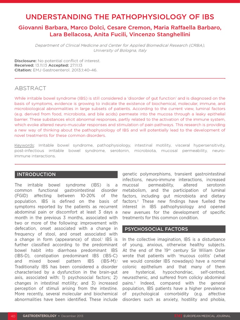 Understanding The Pathophysiology of IBS | PDF | Irritable Bowel ...