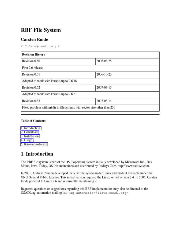 RBF File System: Carsten Emde | PDF