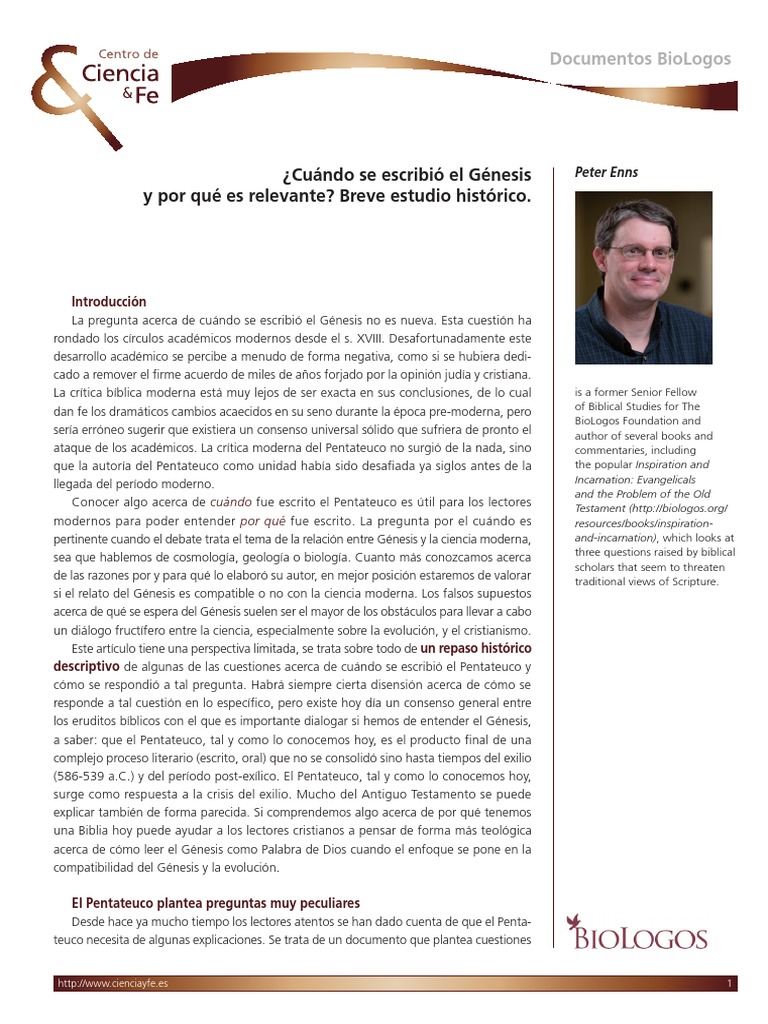 Cuando Se Escribio El Genesis y Por Que Es Relevante | PDF