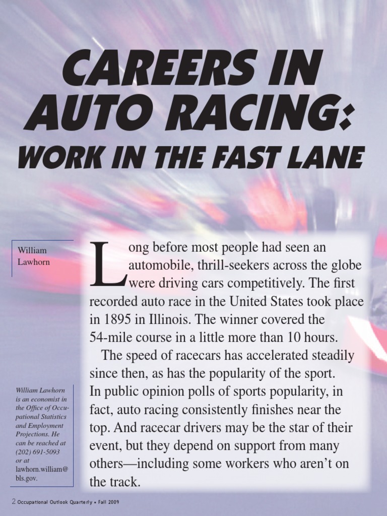 Careers in Auto Racing:: Work in The Fast Lane | PDF | Auto Racing ...
