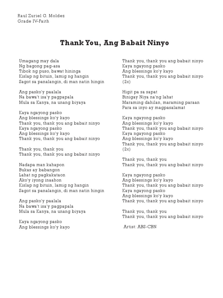 Ang Babait Ninyo | PDF