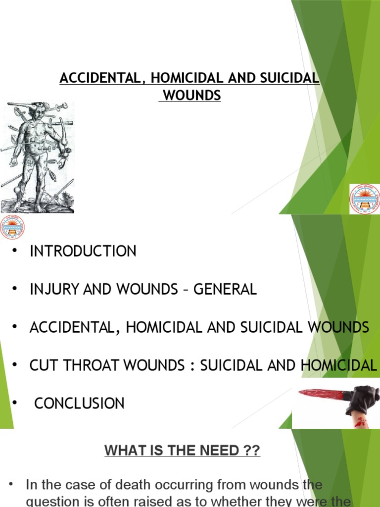 Accidental, Homicidal and Suicidal Wounds | PDF | Wound | Medical ...