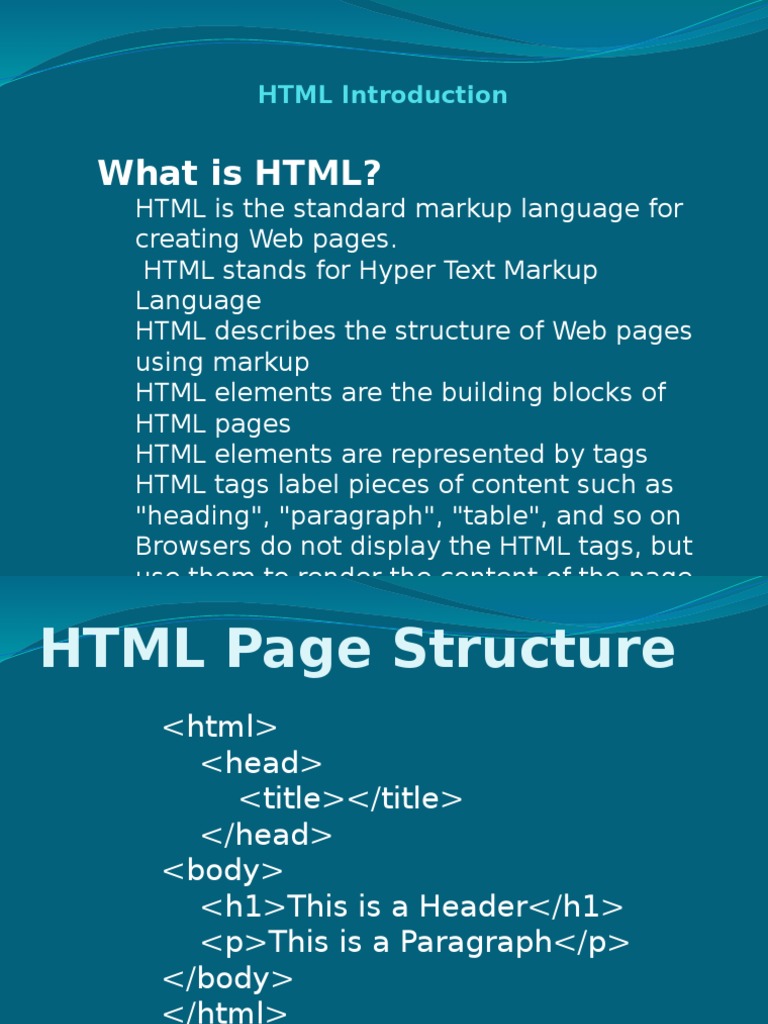 HTML Intro | PDF