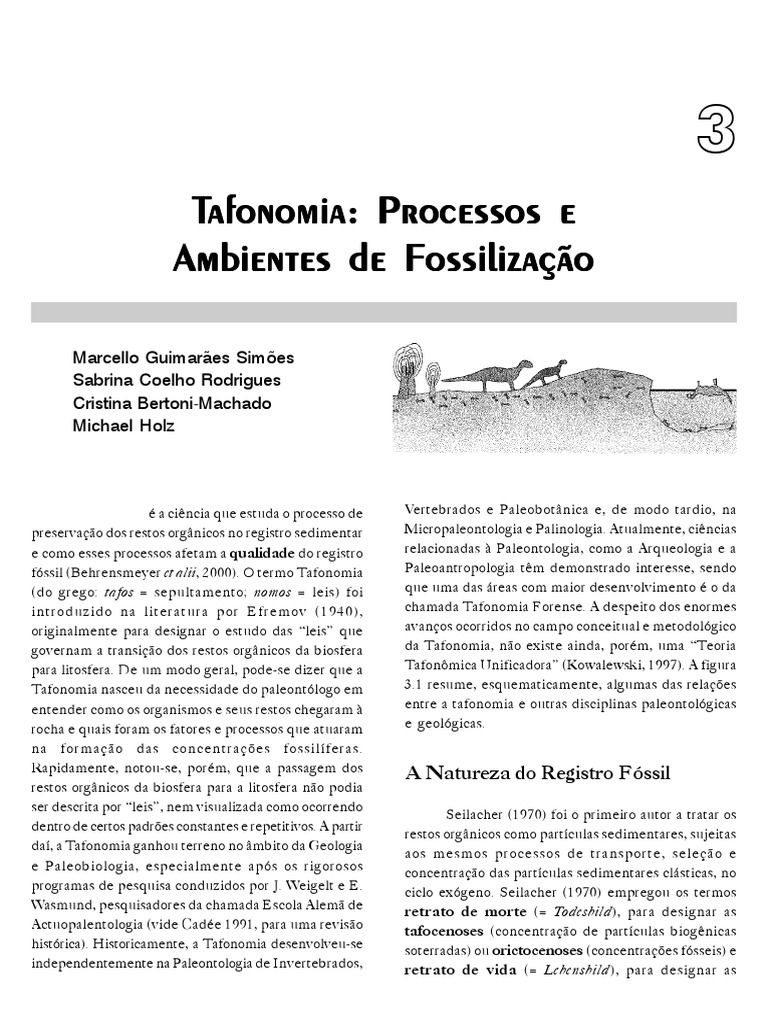Tafonomia Processos e Ambientes de Fossi PDF | PDF | Fóssil | Paleontologia
