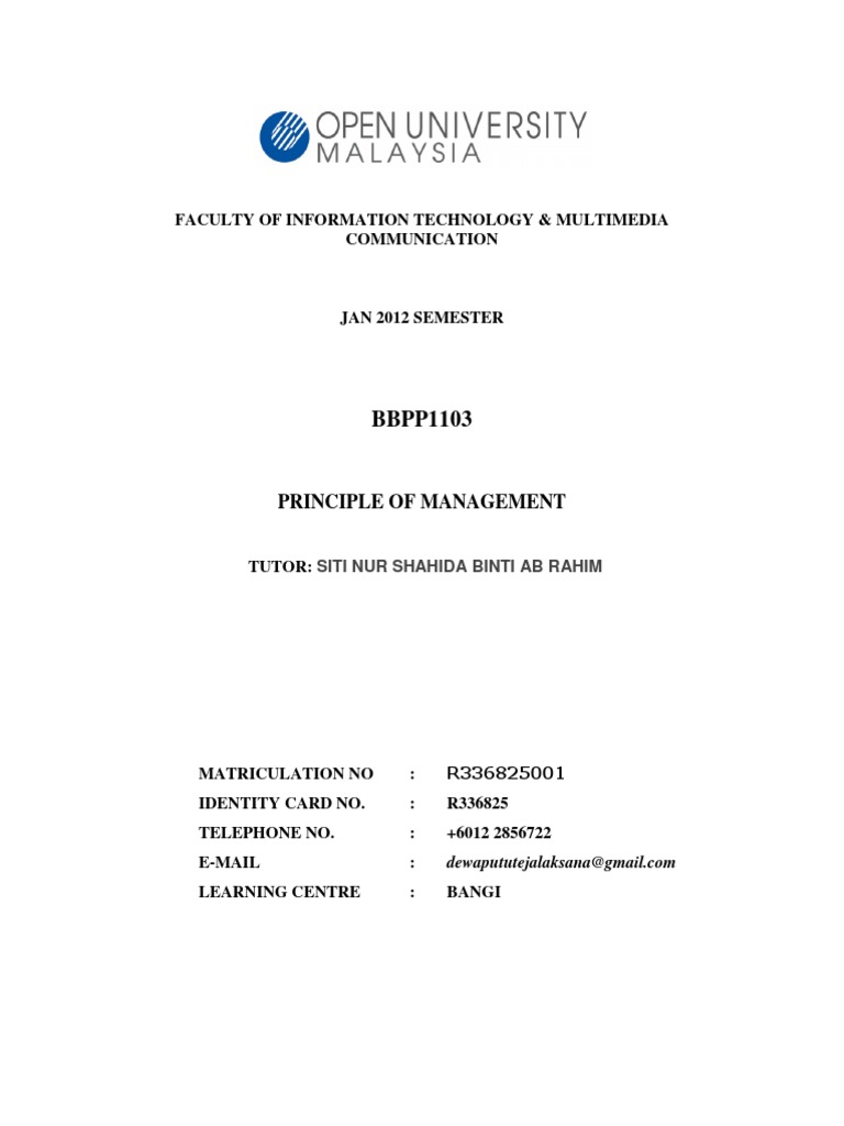 Contoh Assignment PDF | PDF | Organizational Structure | Strategic Management