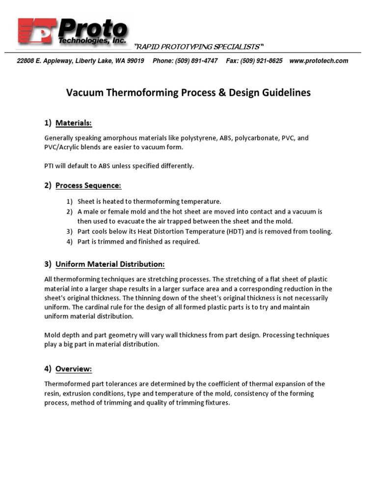 Vacuum Thermoforming Process Design Guidelines | PDF | Engineering ...