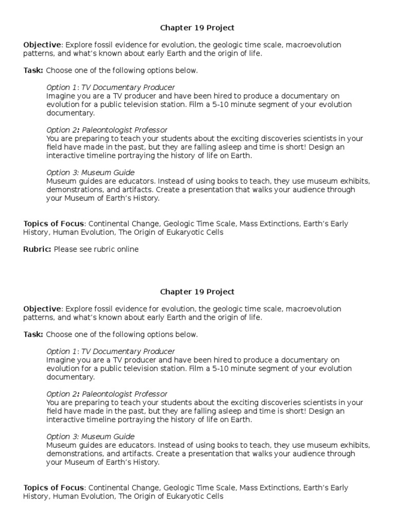 CH 19 Evolution Project | PDF