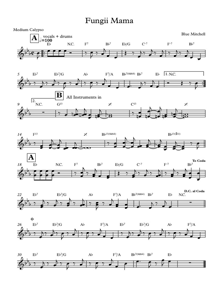 Fungii Mama - Blue Mitchell - Full Score | PDF