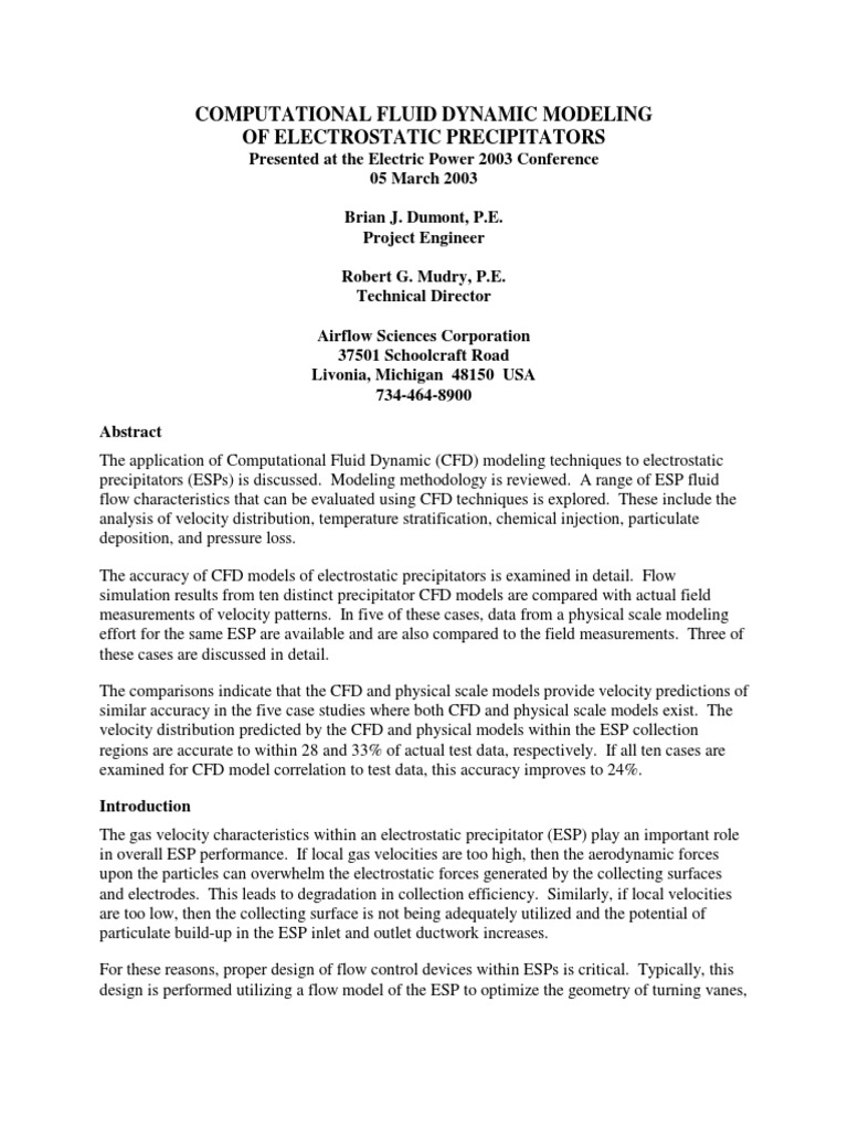 ASC Paper For Ep2003 | PDF | Reynolds Number | Fluid Mechanics