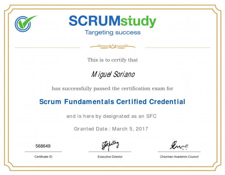 Course Certificates SCRUMstudy | PDF