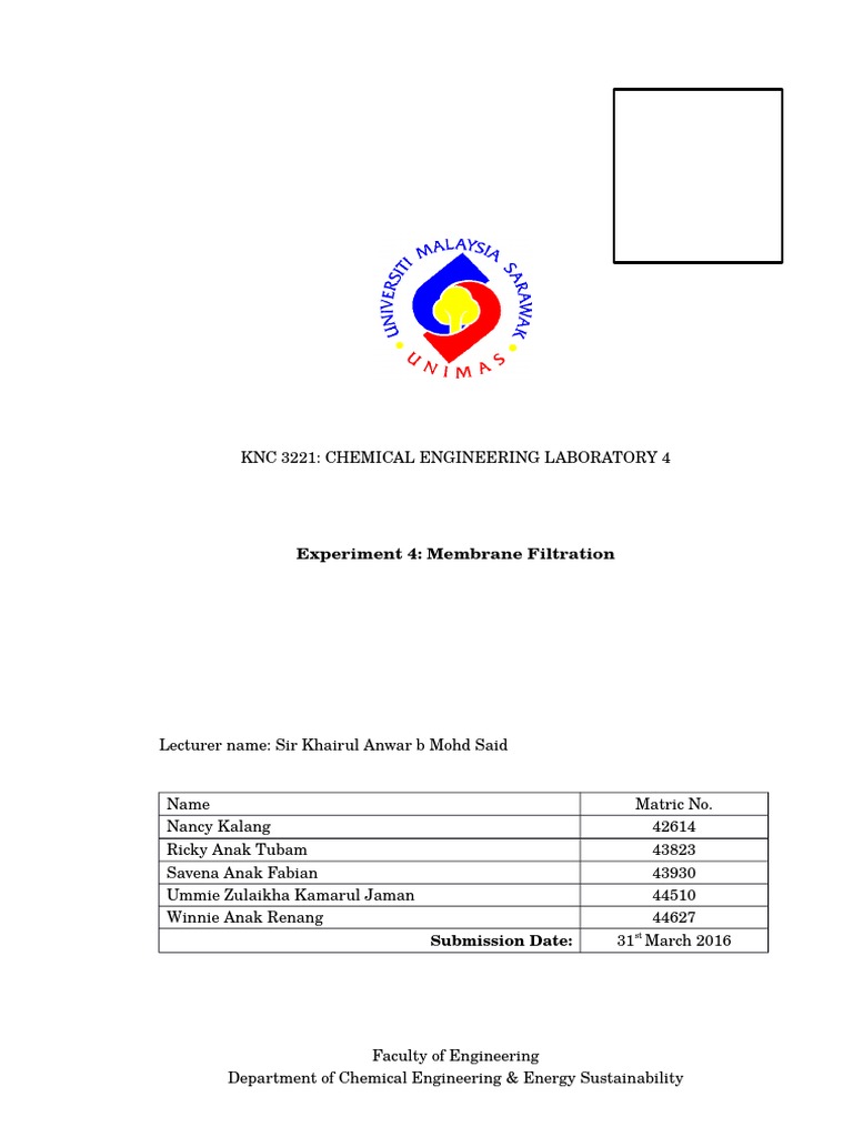 Membrane Filtration Experiment Report | PDF | Membrane | Membrane ...