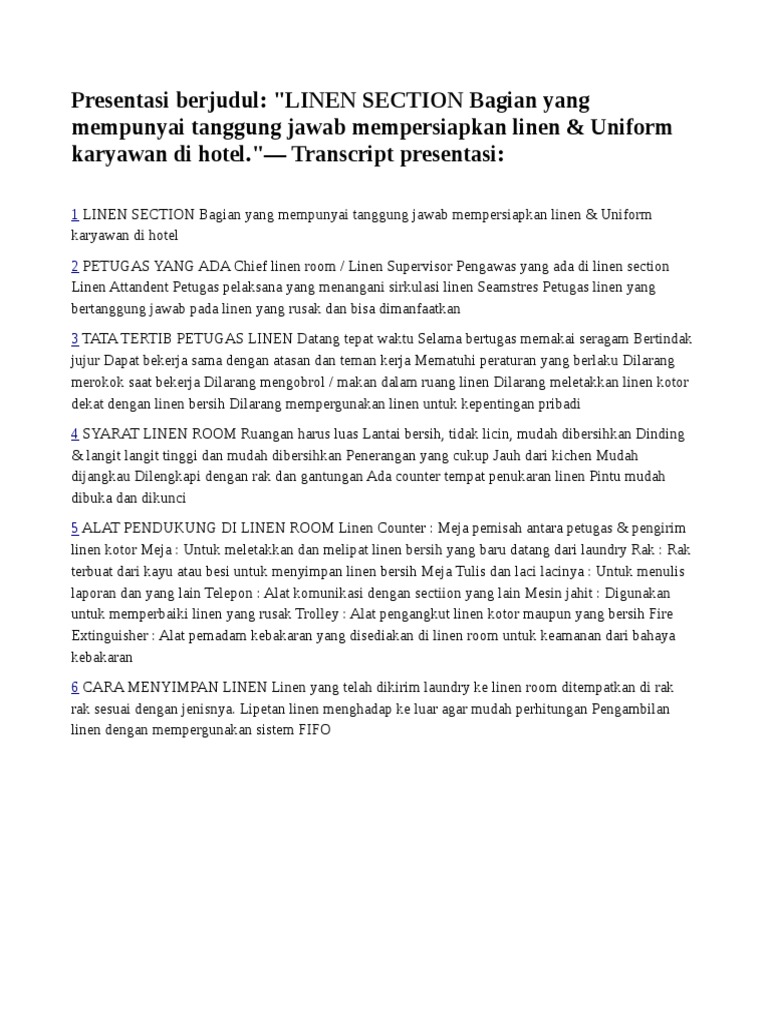 Aturan Dan Tata Tertib Laundry | PDF