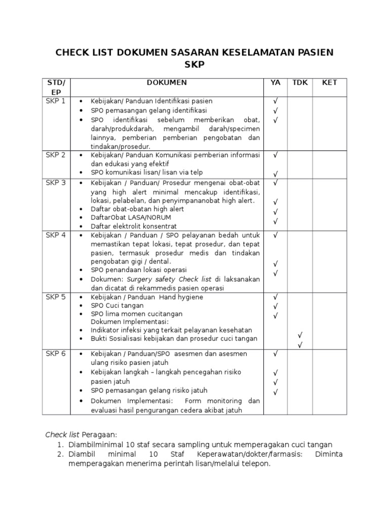 SKP - Ceklist Dokumen