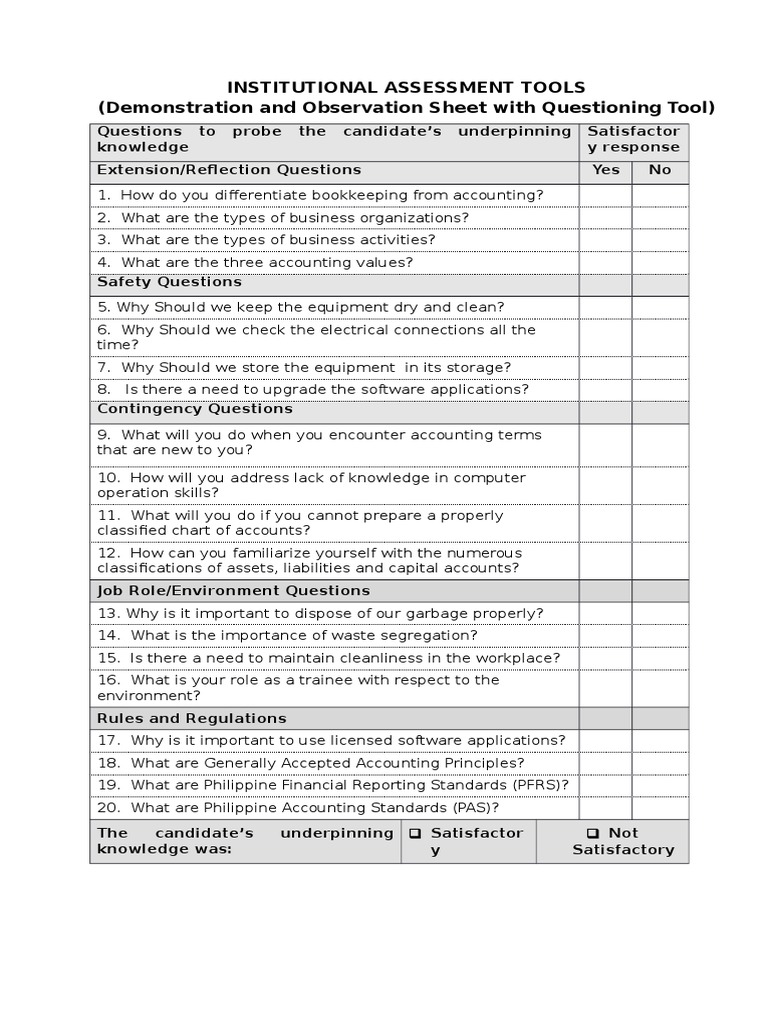 Institutional Assessment Tools for TESDA | PDF | Career & Growth | Business