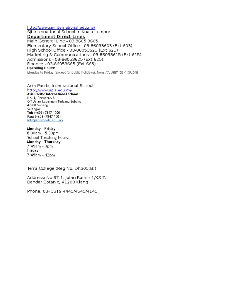 A Levels School Contacts | PDF