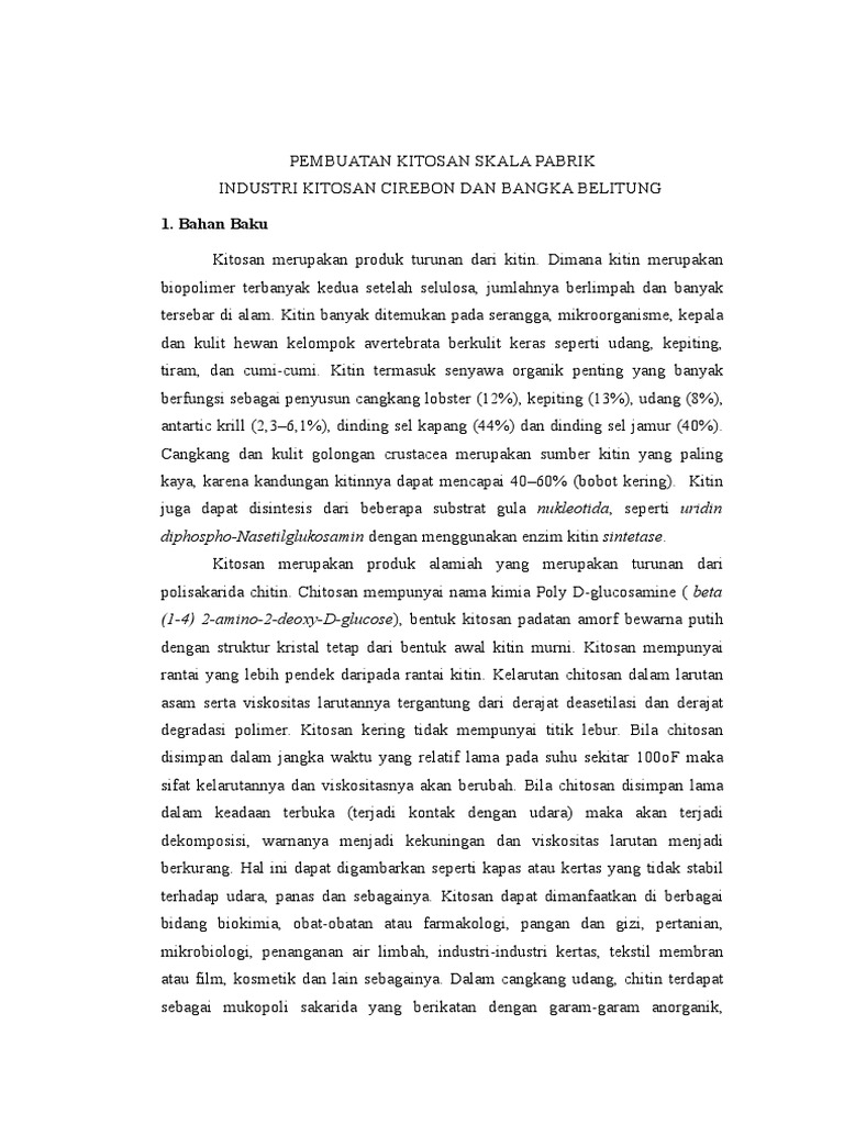 Pembuatan Kitosan Skala Pabrik | PDF