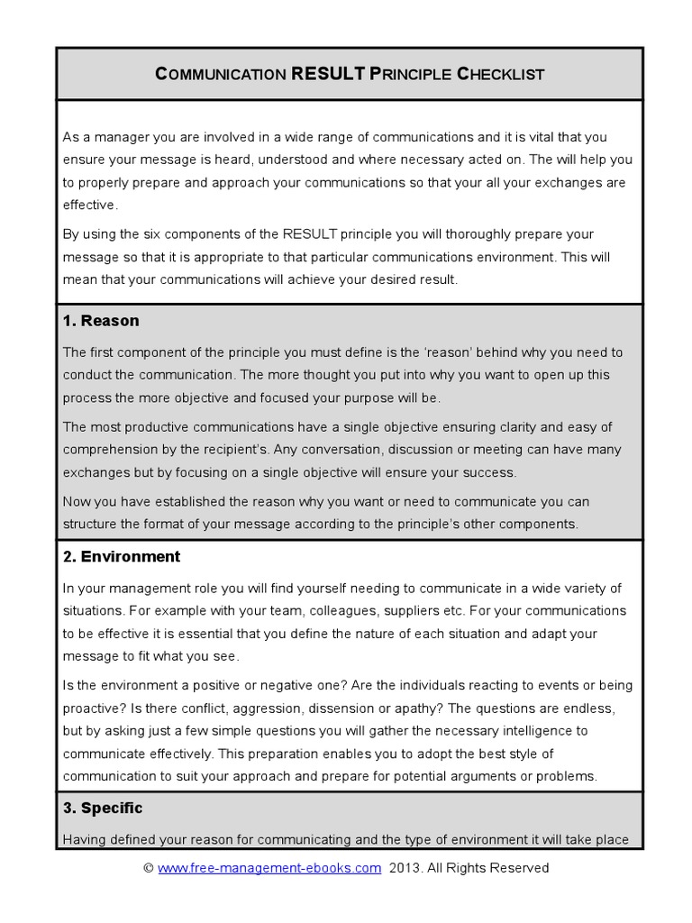 Fme Result Principle Checklist | PDF | Understanding | Reading ...