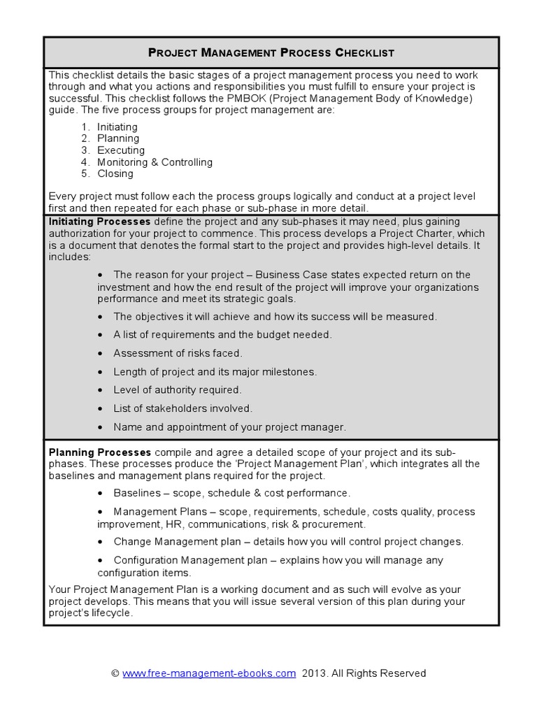 Fme Project Process Checklist | PDF