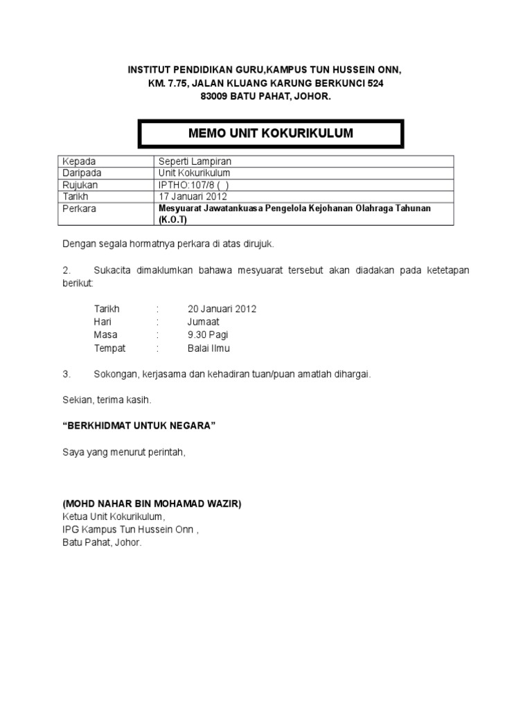 Contoh Memo | PDF