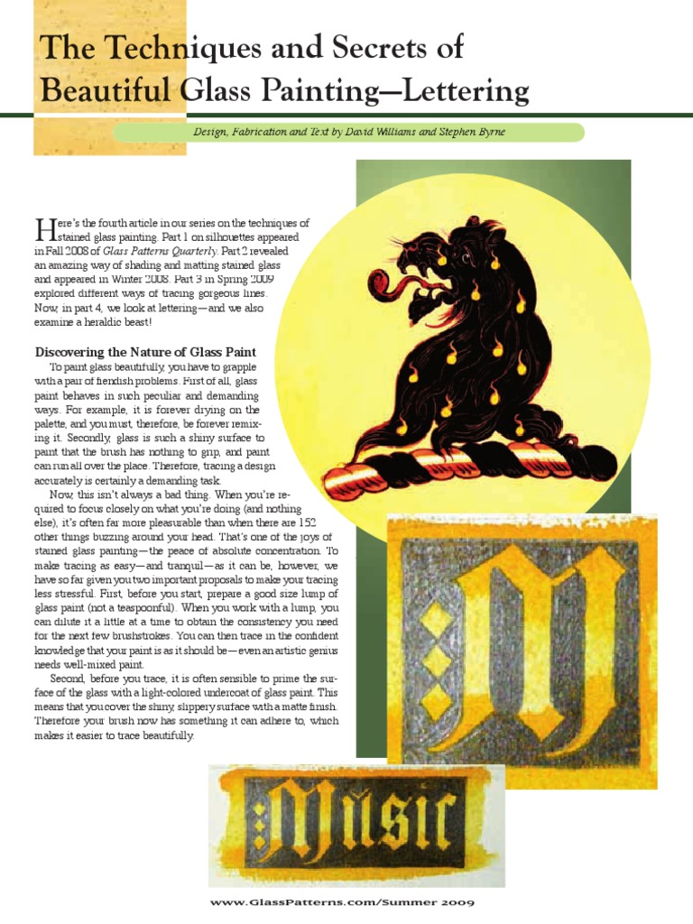 Techniques and Secrets of Beautiful Glass Painting - Lettering | PDF ...