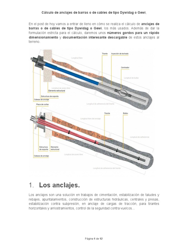 Calculo de Anclajes | PDF | Cálculo | Fundación (Ingeniería)