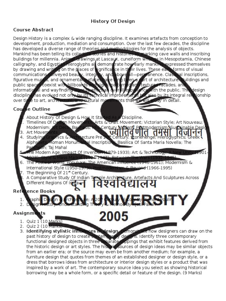 History of Design - Sample Course Outline | PDF | Epigraphy | Postmodernism