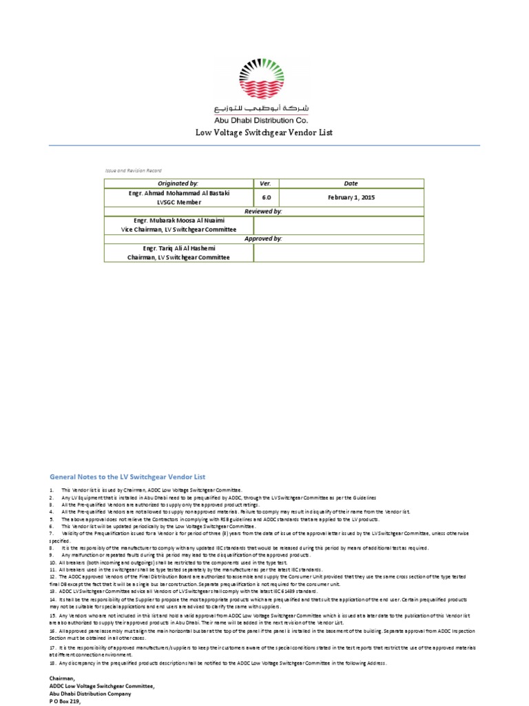 ADDC-LVSGC 2015 Approved Vendor List PDF | PDF | United Arab Emirates ...
