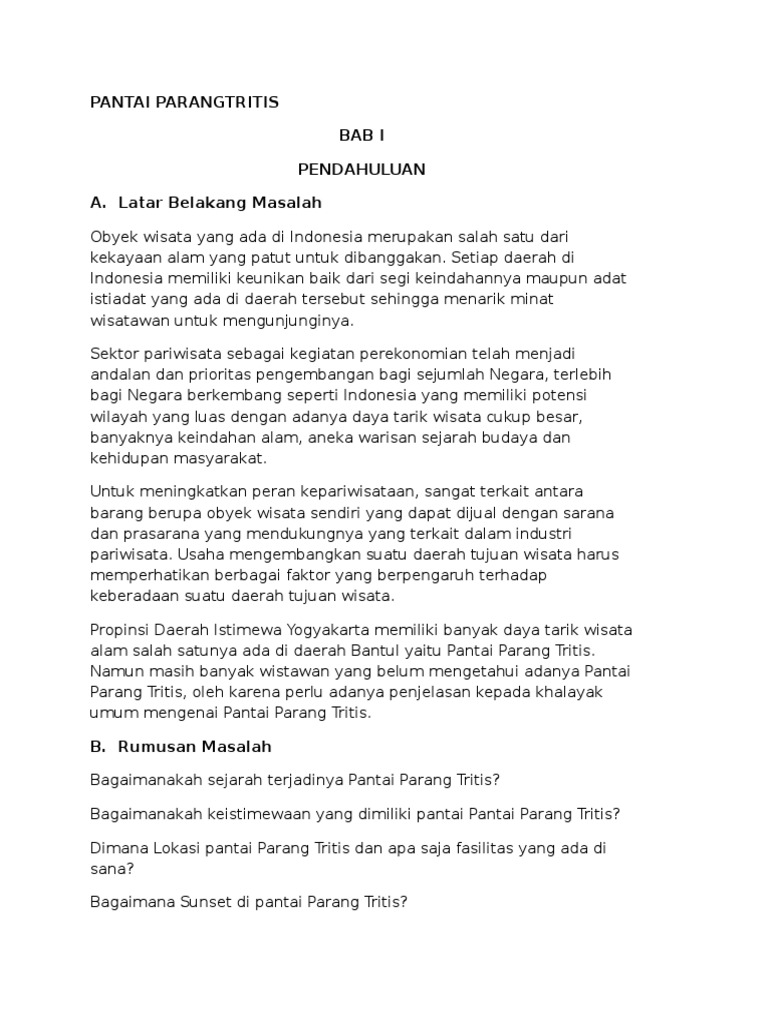 Karya Tulis Pantai Parang Teritis | PDF