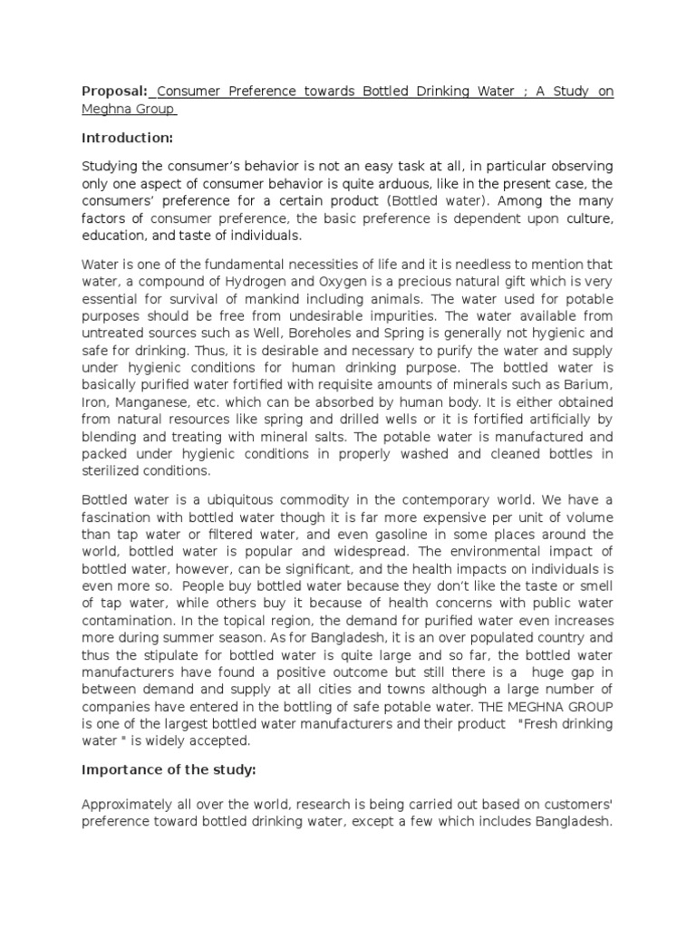 Proposal 2 | Bottled Water | Drinking Water