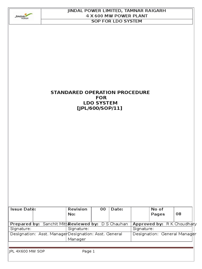 Sop Ldo System | PDF | Combustion | Pump