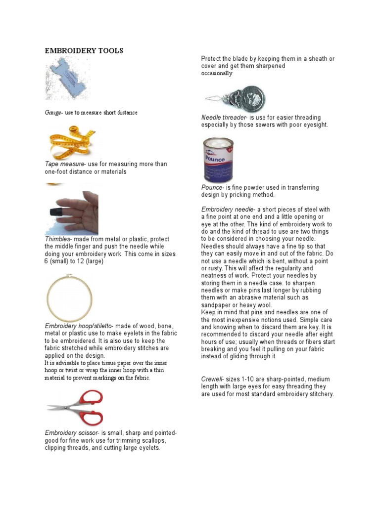 Embroidery Tools2 | PDF | Yarn | Embroidery