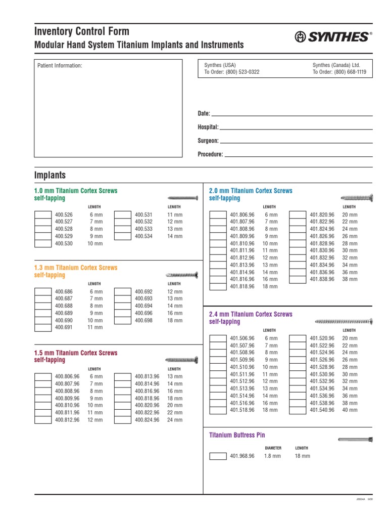 Titanium Modular Hand SystemJ8604A | PDF | Drill | Dental Implant