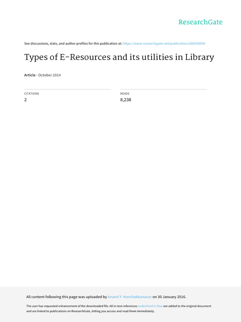 Types of E-Resources and Its Utilities in Library 9 | PDF | Libraries ...