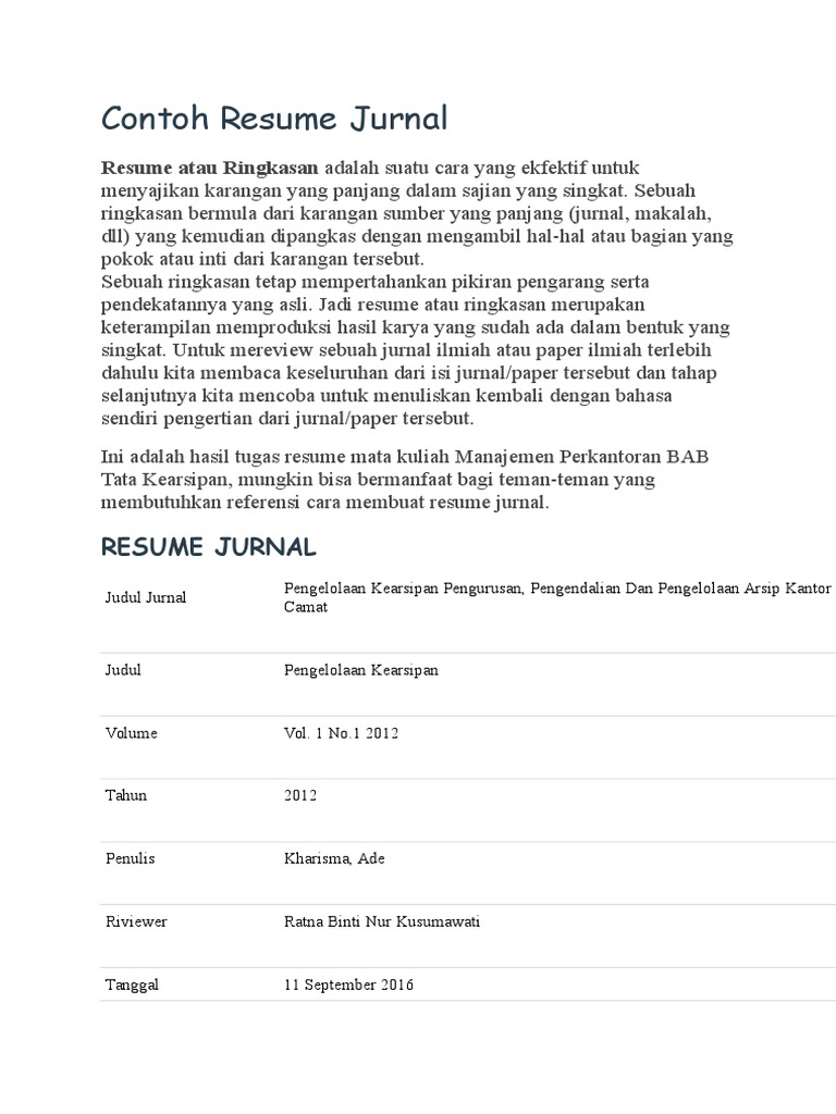 Contoh Resume Jurnal | PDF
