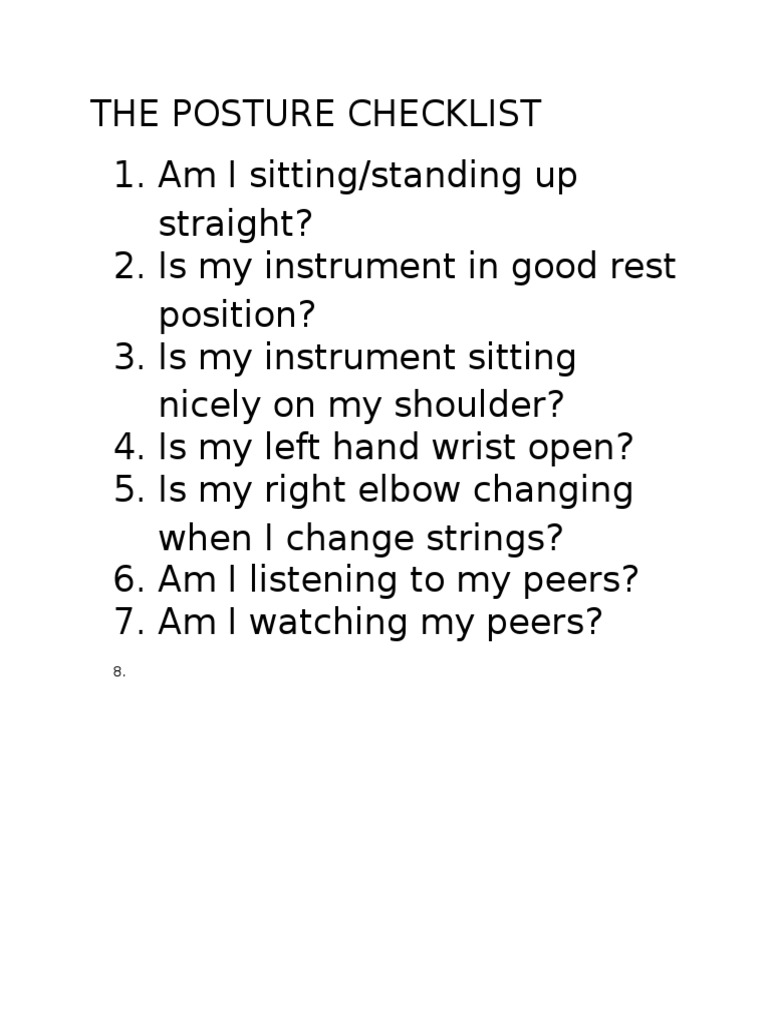 Instrument Posture Checklist | PDF | Language Arts & Discipline
