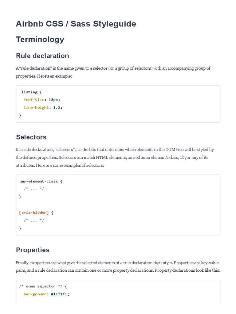 Airbnb Css Sass Styleguide Pdf Cascading Style Sheets Computer File Formats
