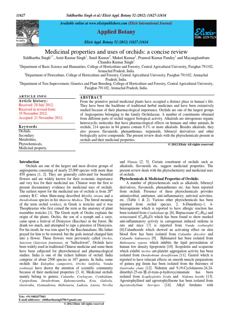 Medicinal Properties and Uses of Orchids: A Concise Review | PDF ...