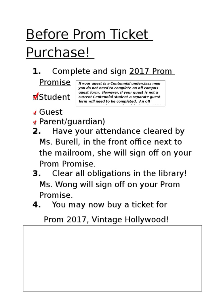Before Prom Ticket Purchase | PDF