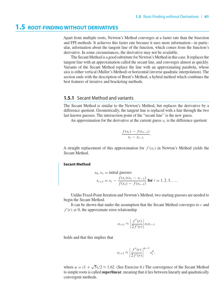 Secant Method Sauer Pdf Mathematics Of Computing Mathematical Analysis