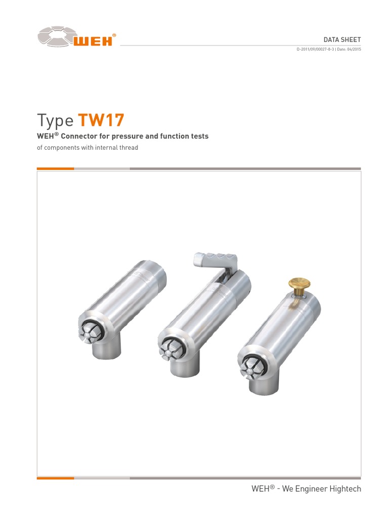 WEH Connector For Pressure and Function Tests: Data Sheet | PDF