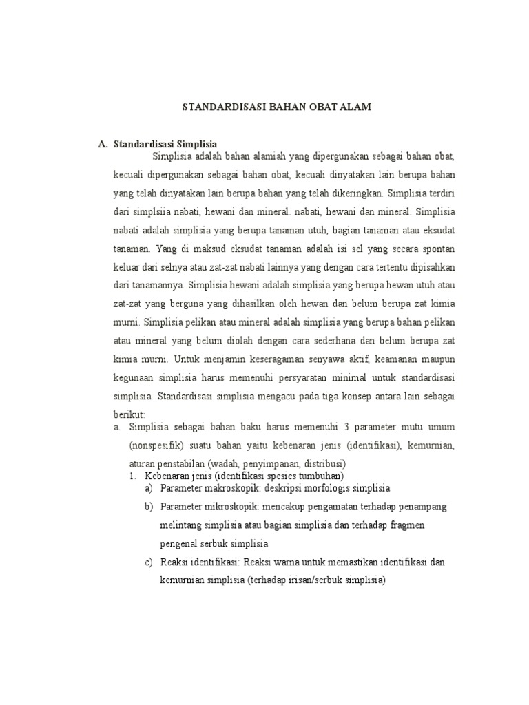 Standardisasi Simplisia | PDF