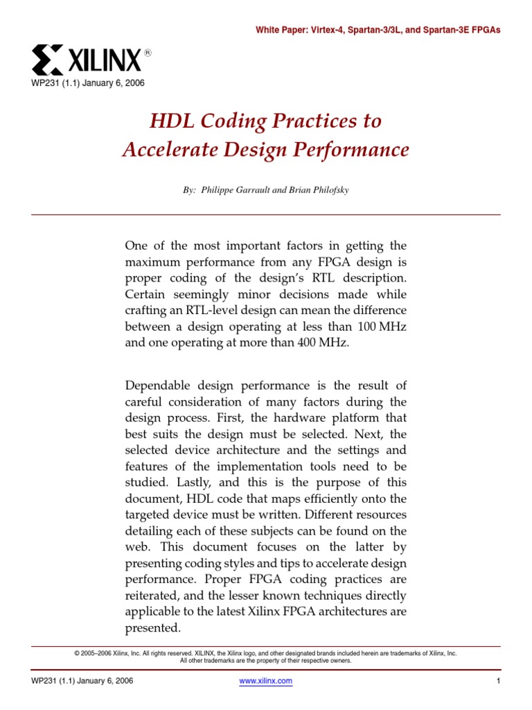 Hdl Coding Practices Wp231 Pdf Pdf Field Programmable Gate Array Hardware Description Language